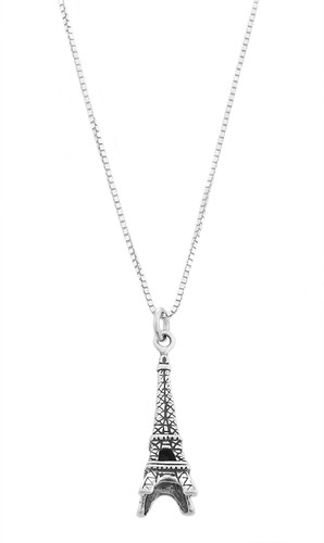 Sterling Silver Small 3D Eiffel Tower Paris France Charm with Box Chain ...
