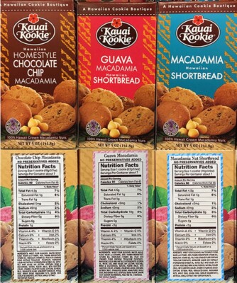 KAUAI KOOKIES 3 Boxes Assorted Flavors Cookies 5oz Box Made Hawaii ...