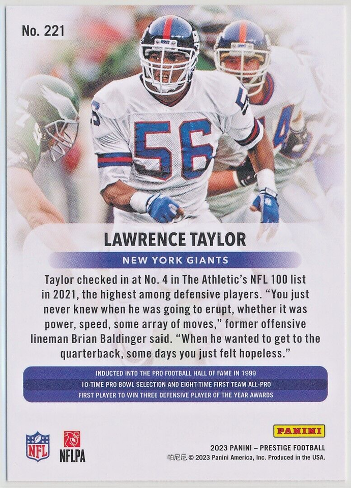 2023 Panini Prestige Football - Lawrence Taylor - New York Giants ...