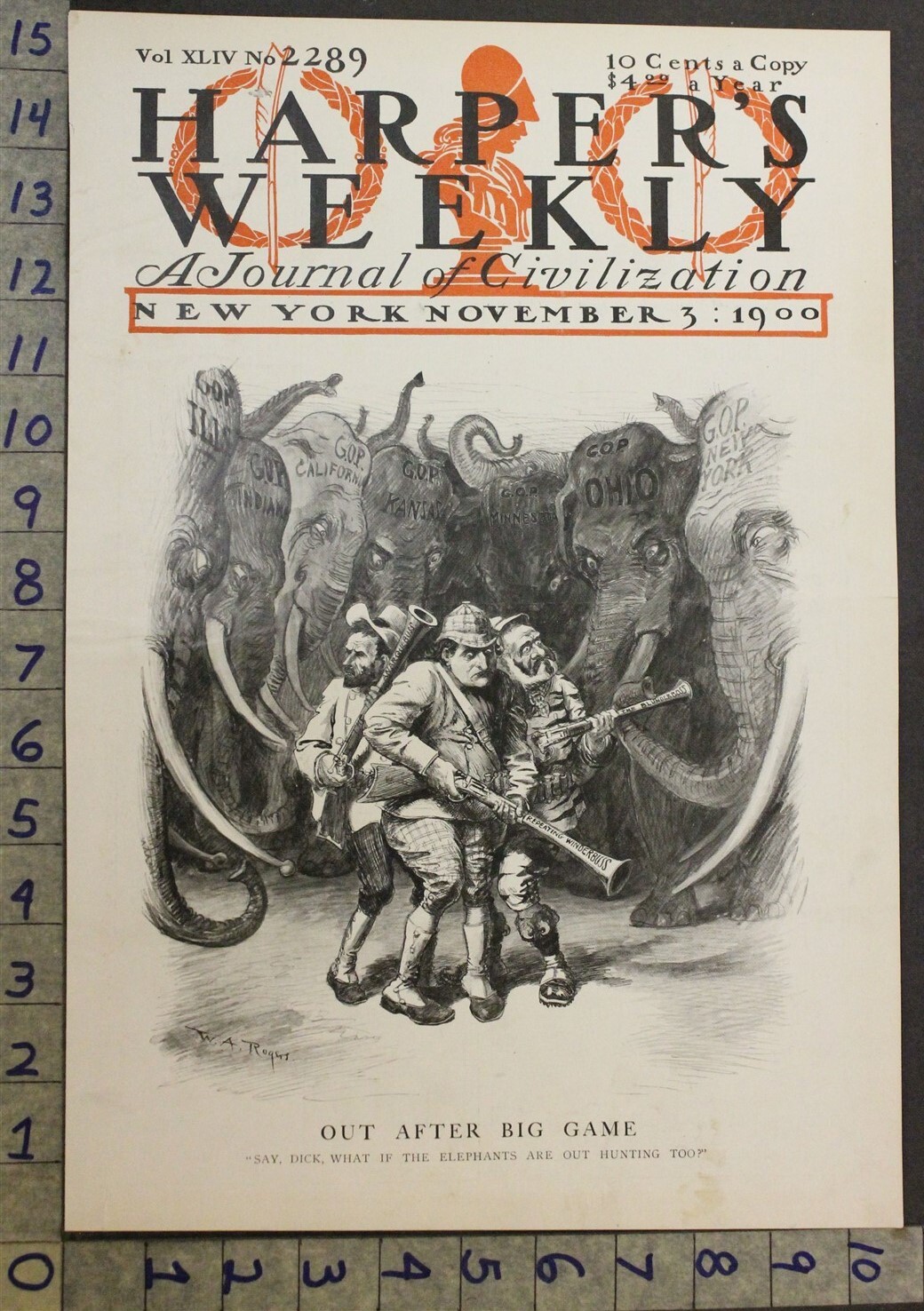 1900 POLITICAL PRESIDENT BRYAN HARPERS COVER ROGERS SATIRE COMIC HUMOR ...