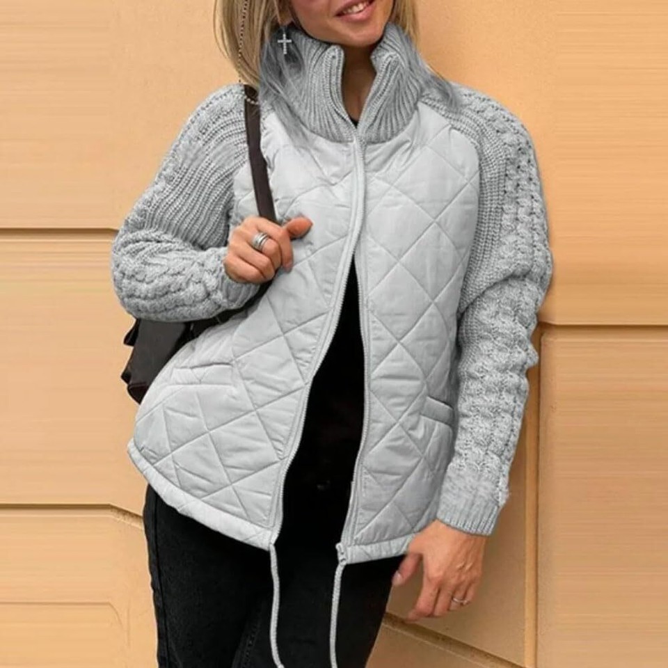Women's Knit Patchwork Puffy Jacket Puffer Jackets for Women Warm ...