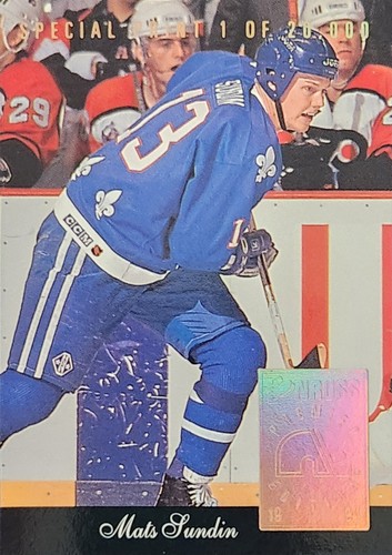 1993-94 Donruss SPECIAL PRINT insert Mats Sundin # S Quebec Nordiques ...