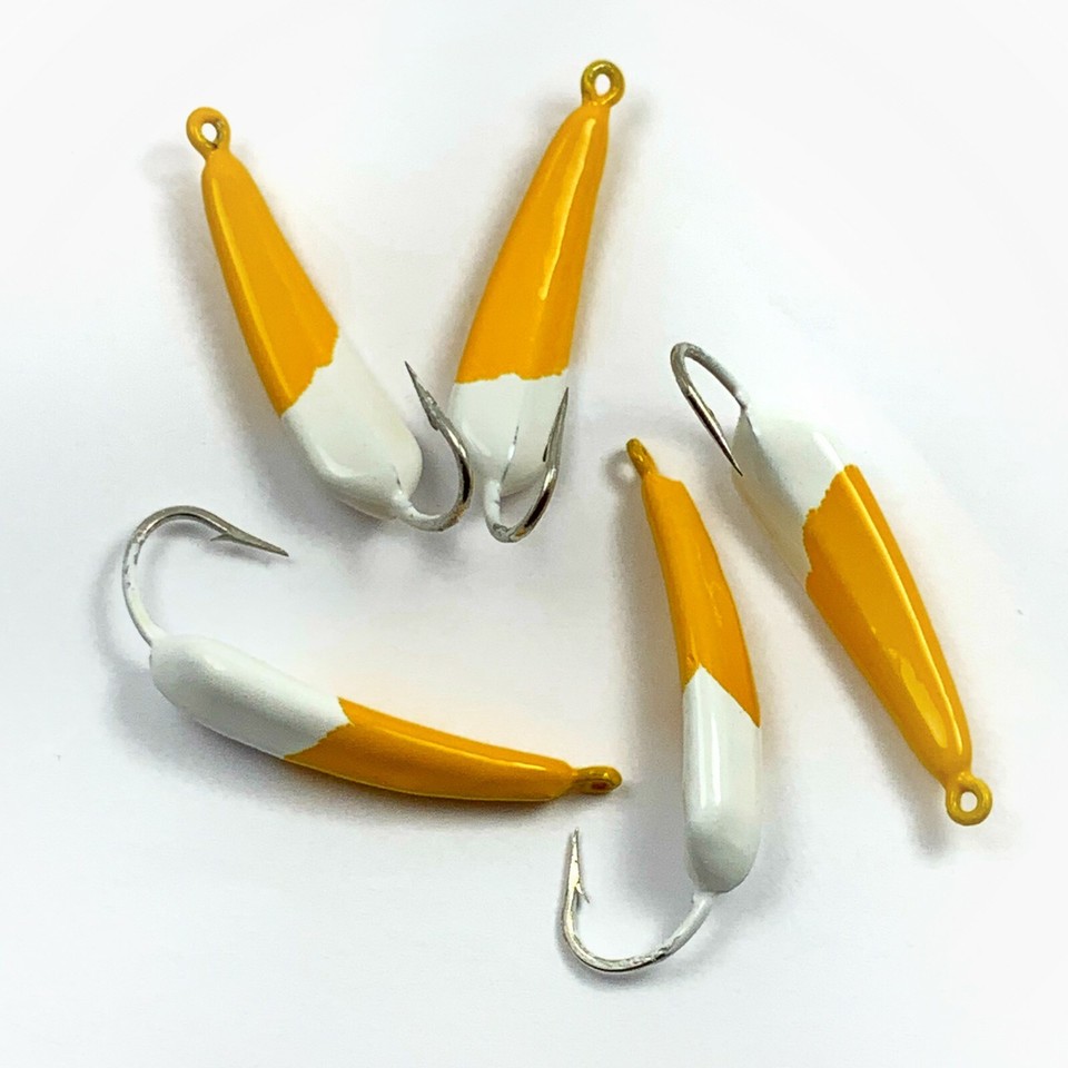 1/2 Oz Yellow Pompano Goofy Jigs Lot of 10 Pack Bluefish Mackerel Trout ...