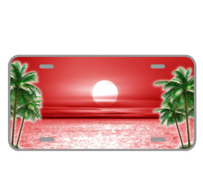 Custom Personalized LICENSE PLATE With Red Beautiful Trees Sunset View ...