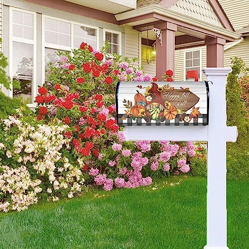Mailbox Covers Gnome Pumpkin Maple Magnetic Waterproof Post Box Cover ...