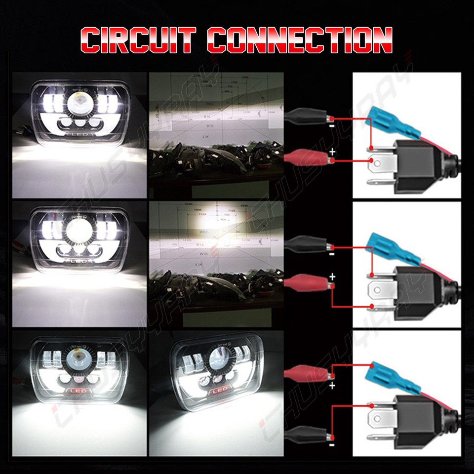 Pair 5x7"Inch LED DOT Headlights DRL For Chevrolet Corvette 1984~1996 ...