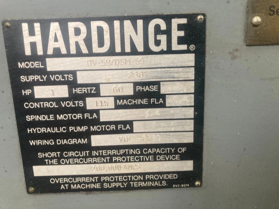 HARDINGE DV-59/DSM-59 1HP PRECISION LATHE 5c closer & collet set | eBay