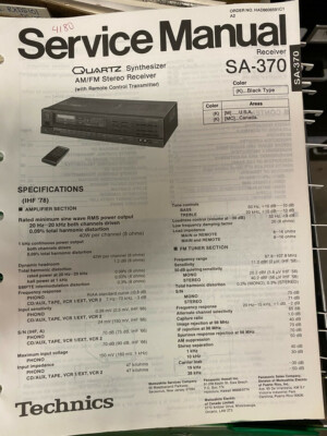 TECHNICS SA-370 SA370 Service Manual **ORIGINAL** | eBay