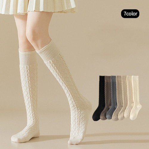 Solid Color Knee High Socks Elastic Casual Long Socks New Retro Socks ...