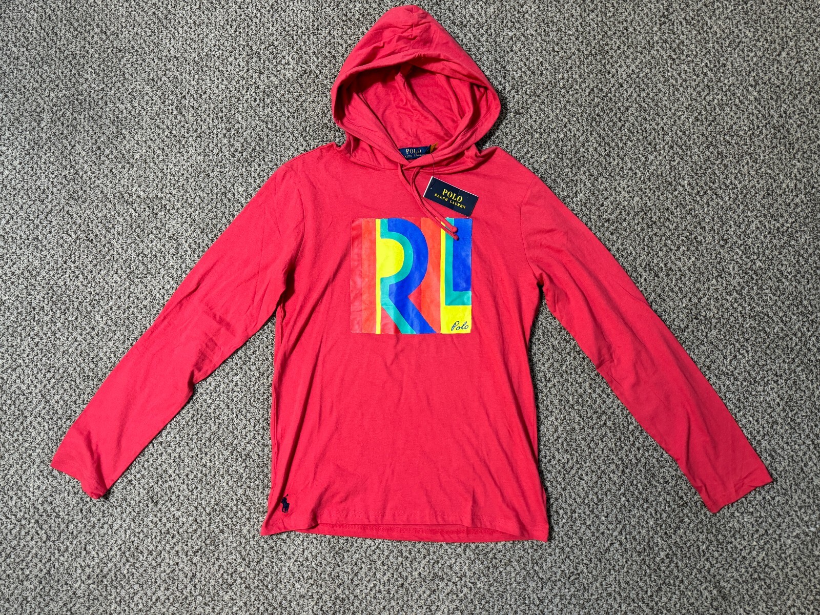 Polo Ralph Lauren Men's Red Pull Over Cotton Terry Hoodie Sz S / Small ...
