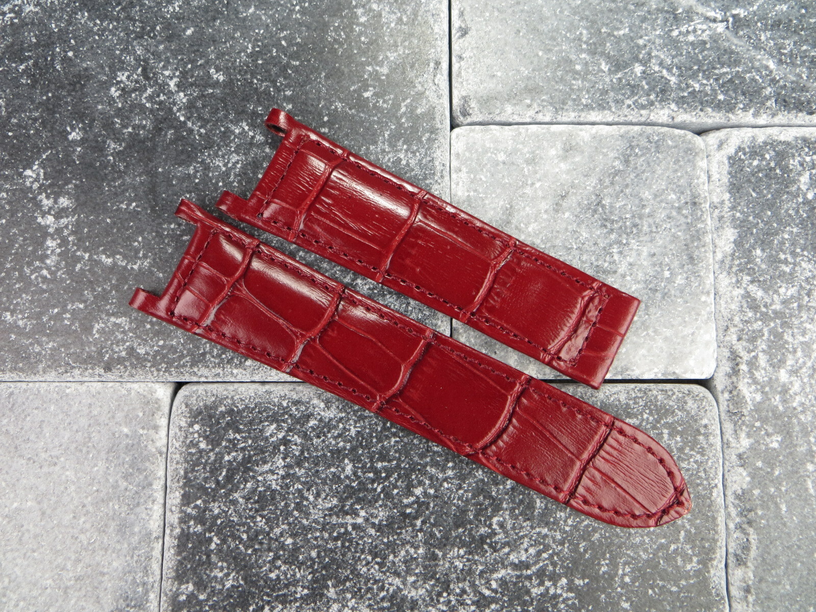 New Wine Red Leather Strap Deployment Watch Band CARTIER PASHA 18mm ...