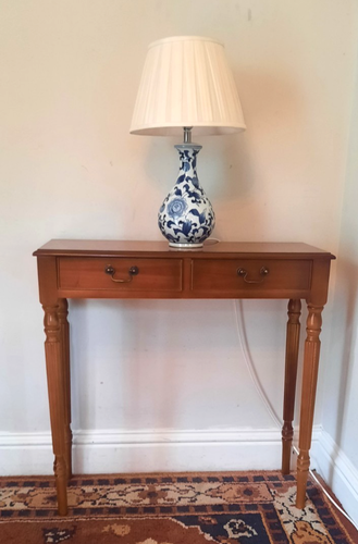 Vintage Reproduction Two Drawer Yew Wood Console Table Hall Table | eBay UK