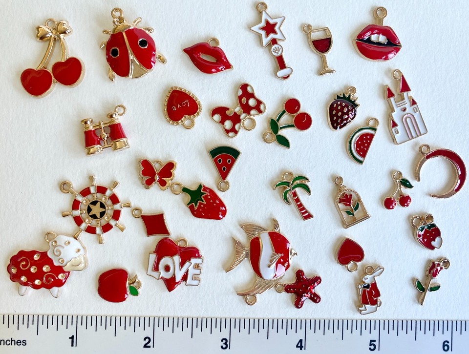 30pcs diy charms pendants jewelry keychain necklace unicorn lipstick ...