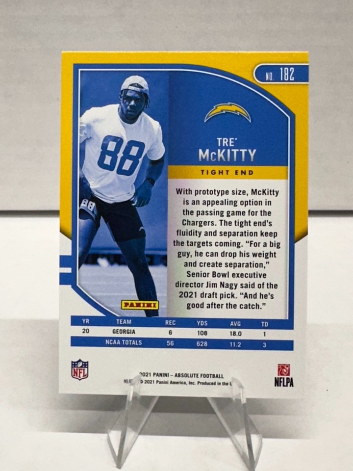 2021 Panini Absolute Retail Football #182 Tre' McKitty RC Los Angeles ...