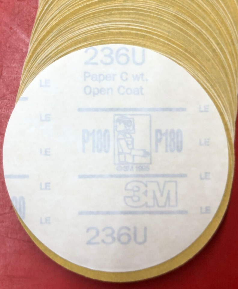 3M 01194 STIKIT GOLD C WT. PAPER PSA (75) DISCS 5" DIAMETER P180 GRIT ...
