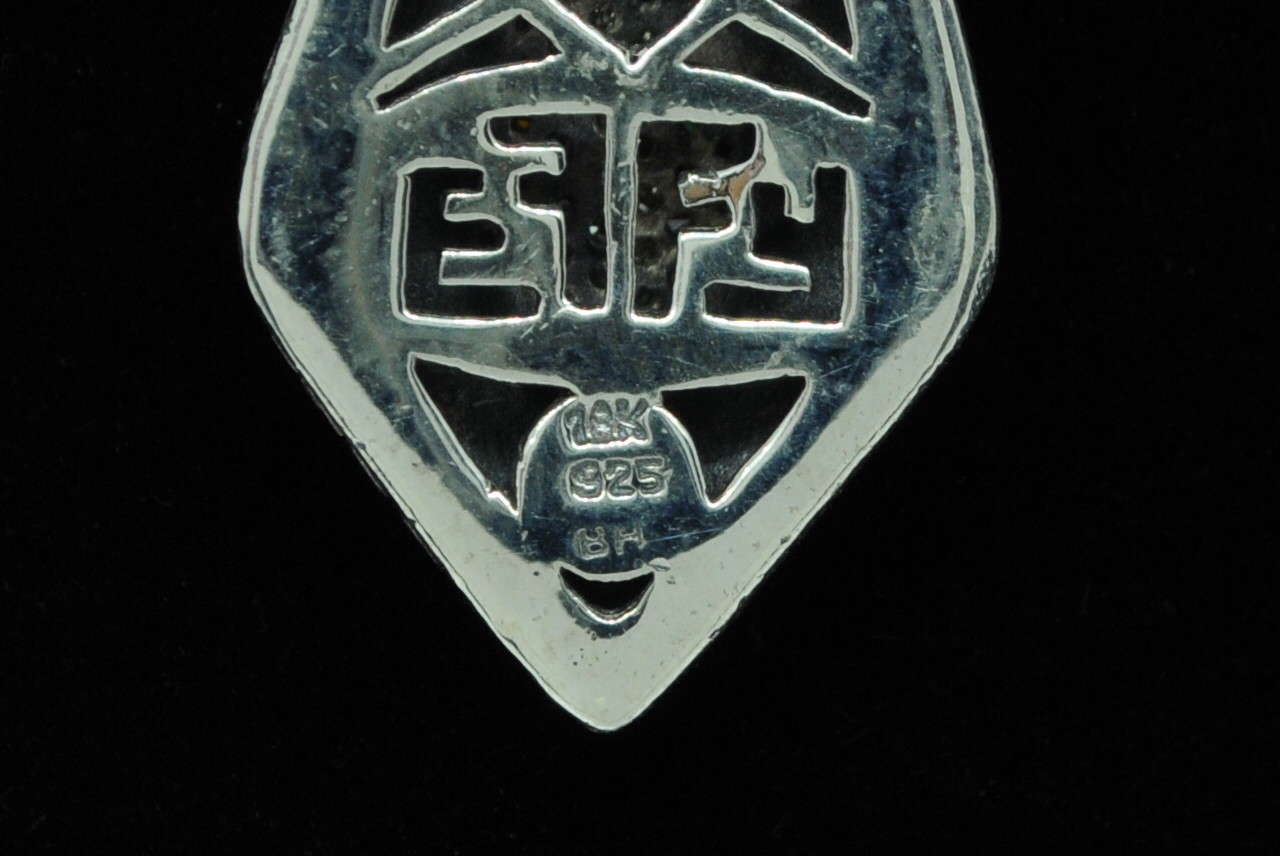 EFFY (c) Sterling Silver and 18K WG Paved Diamond Pendant w/ 18" Wheat ...