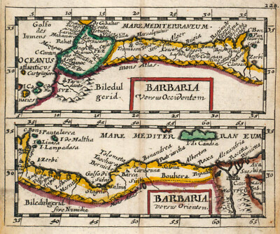 África Del Norte Original Colorido Grabado Mapa de País Derrick ...