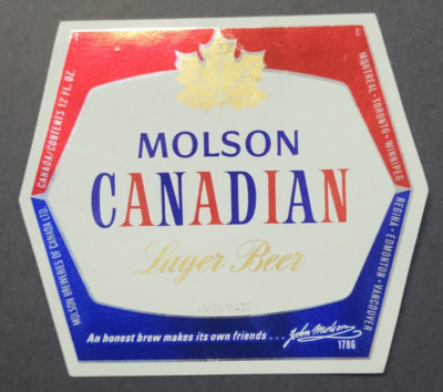 Molson Canadian Lager Beer Label 12oz Molson Breweries Canada 6 Cites ...