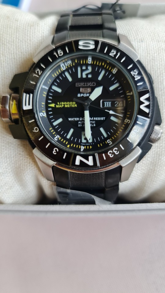 SEIKO 5 Sports SKZ231K1 Automatic Watch Steel Map Meter 7S36 Compass ...