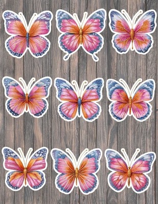 Pink and Blue Butterfly Cut Vinyl Stickers Set Scrapbooking Laptop ...