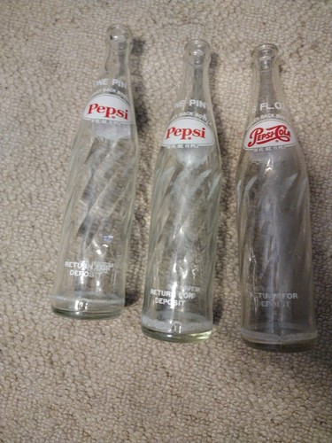 VTG 1960-70’s Pepsi Cola 8oz Empty Soda Pop Bottles (4) Embossed Swirl ...