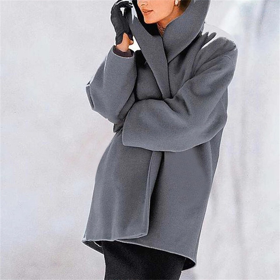 Women Winter Wool Blend Coats Mid Long Trench Coat Open Front One ...
