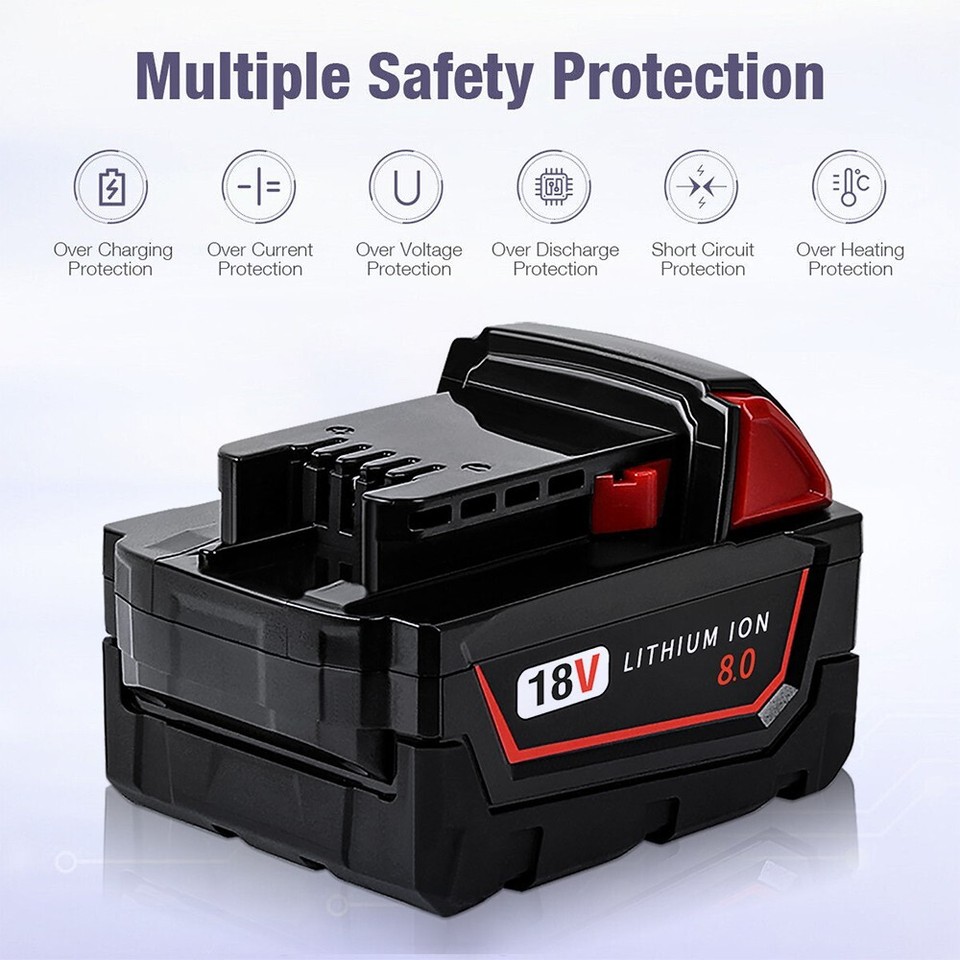 2pack For Milwaukee for M18 18V 8AH Extended Capacity Lithium Battery ...