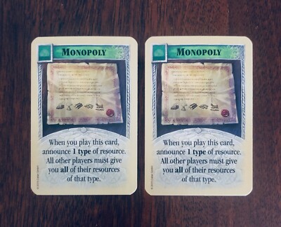 Catan ('Monopoly' Development Card x2) Official Extra/Replacement Game ...