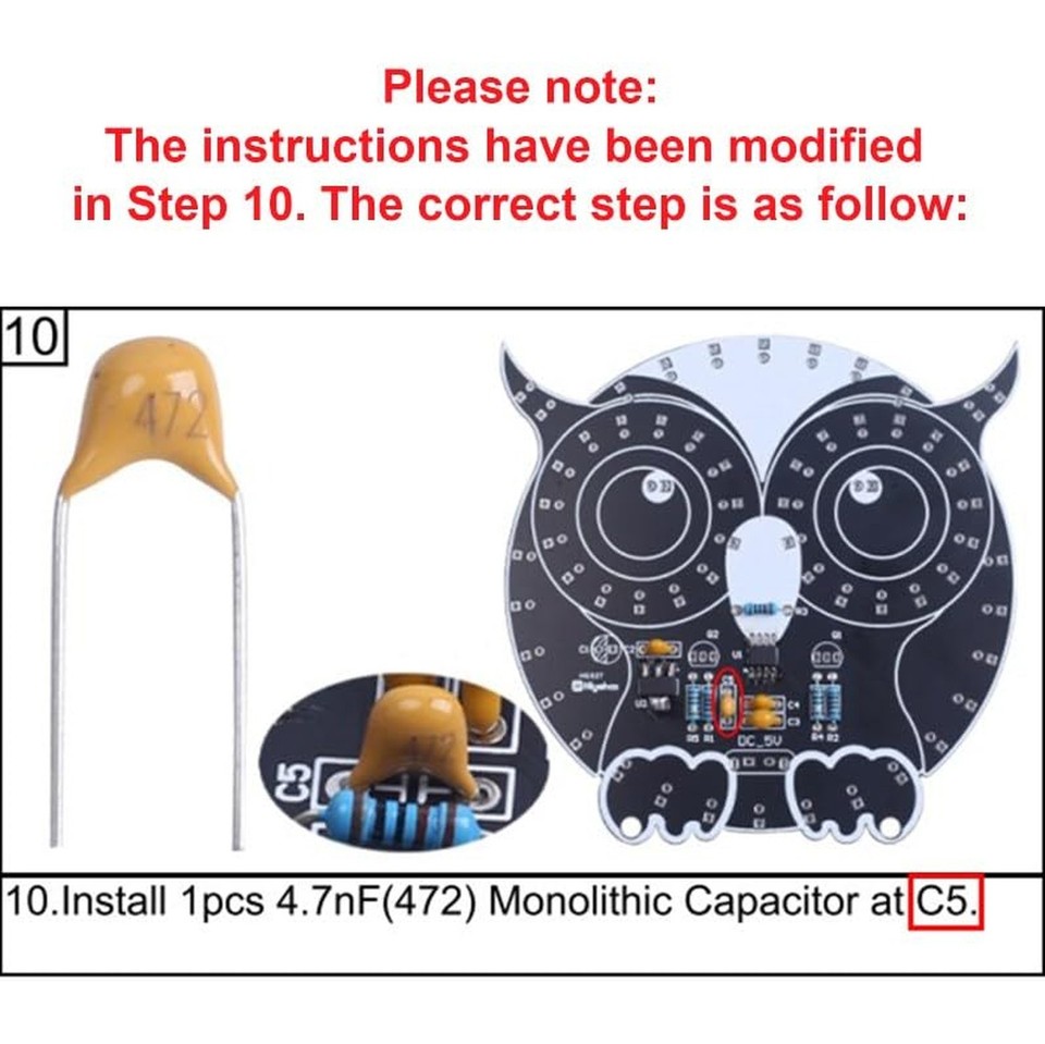 ICSTATION Soldering Learning Kit, Touch Control Owl Light Soldering ...