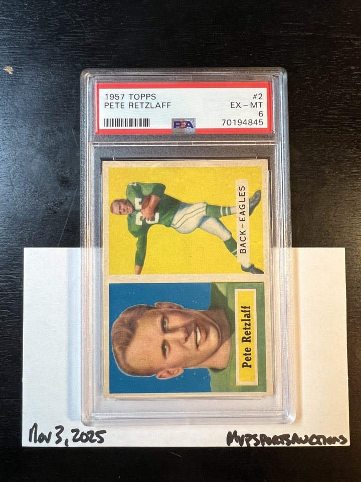 PSA 6 EX-MT SET BREAK 1957 PETE RETZLAFF TOPPS FOOTBALL CARD #2 | eBay