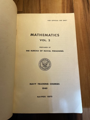 Vtg Set Of 2 Basic Navy Training Courses Mathematics Volume 1 & 2 1957 ...