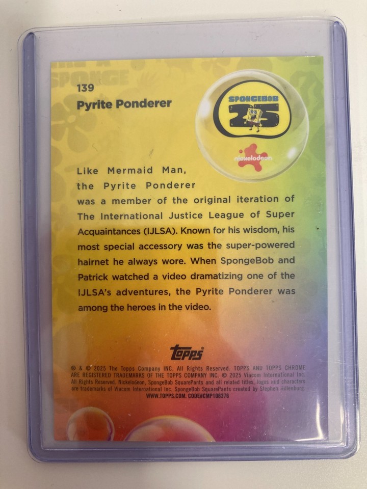 TOPPS SPONGEBOB SQUAREPANTS 2025 PYRITE PONDERER PARALLEL 15/75. | eBay