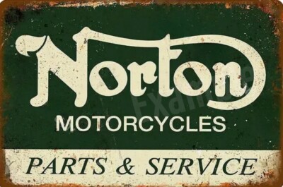 Norton Motorcycle Garage Rustic Look Vintage Tin Signs Man Cave, Shed ...
