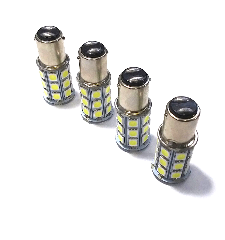 4 Super Bright 12 volt White LED BAY15D Double Filament Marine Grade ...