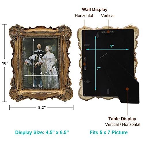 Vintage 5x7 Picture Frame Antique Ornate Luxury Photo Frame Table Top ...