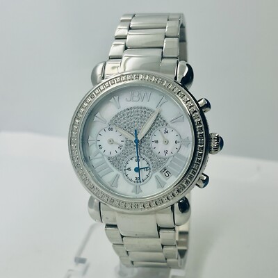 JBW Victory Women Chronograph Diamond Silver Steel 38mm Watch JB-6210-D ...