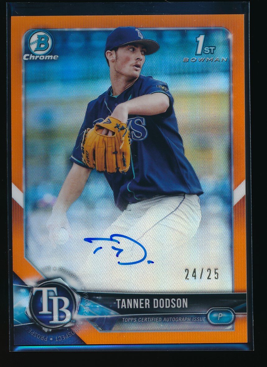 TANNER DODSON AUTO 2018 Bowman Draft Chrome Autograph ORANGE REFRACTOR ...
