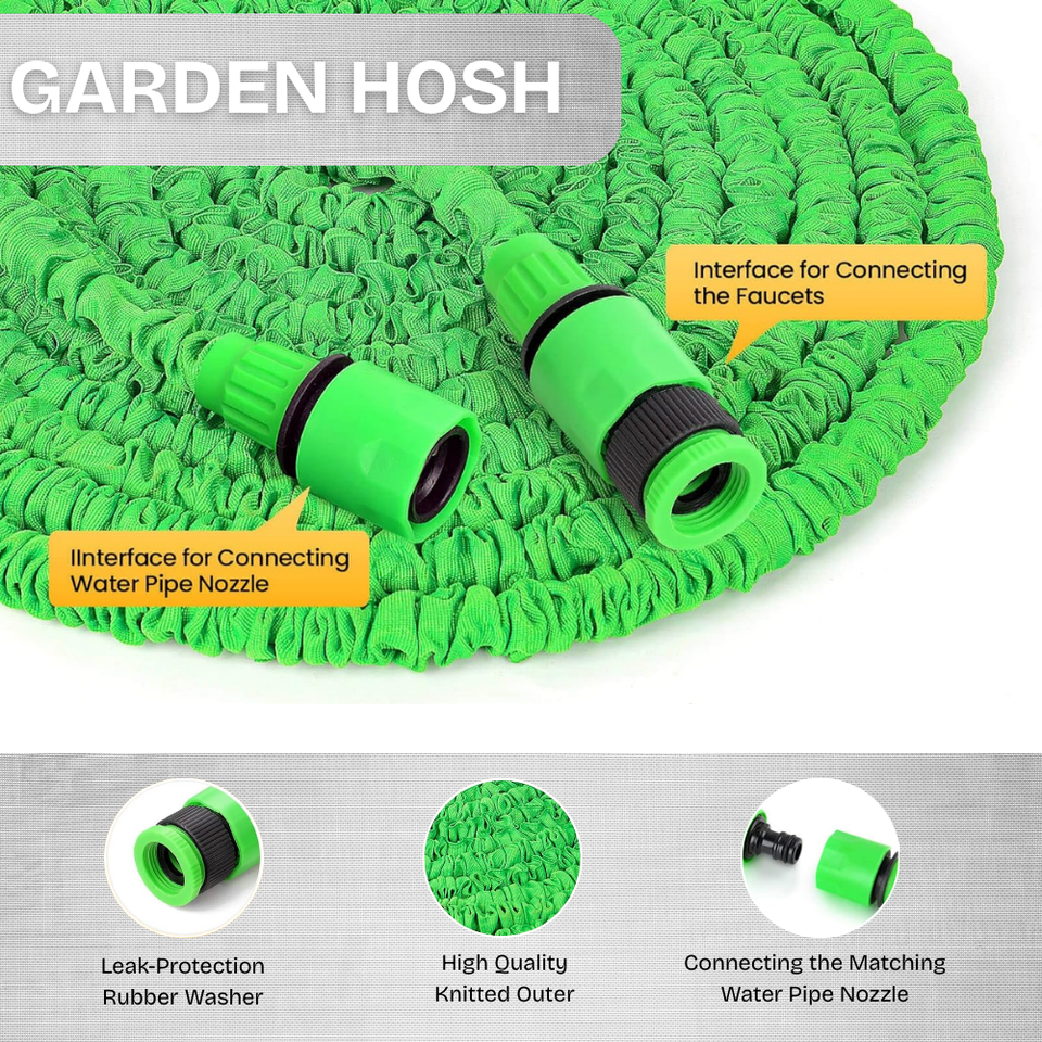 50FT Expandable Garden Hose Pipe Flexible Anti-Leakage 7 Function Spray ...