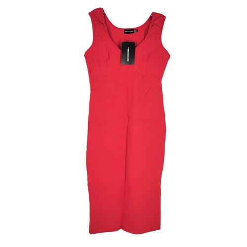 PRETTY LITTLE THING SHAPE RED CUP DETAIL STRAPPY MIDI DRESS Size 14 | eBay