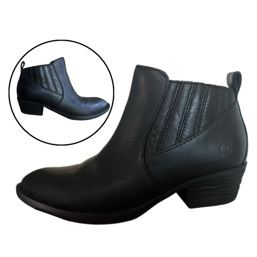 Born Beebe Ankle Boots F29403 Black Leather Booties Chelsea Boot - Size ...