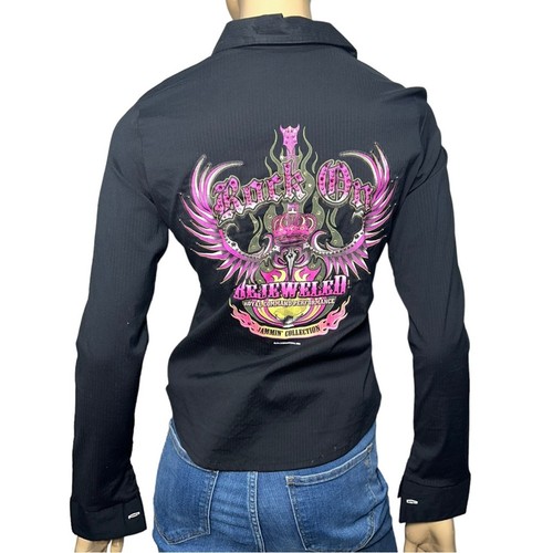 Bejeweled Susan Fixel Vintage S Black Purple Graphic Rhinestone Button ...