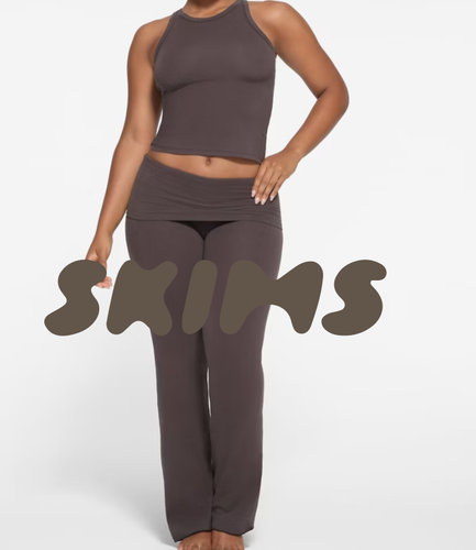 SKIMS Cotton Jersey Foldover Pants IRON COLOR EXTRA SMALL | eBay