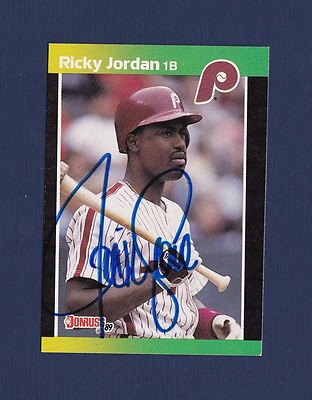 Ricky Jordan signed Philadelphia Phillies 1989 Donruss rookie baseball ...