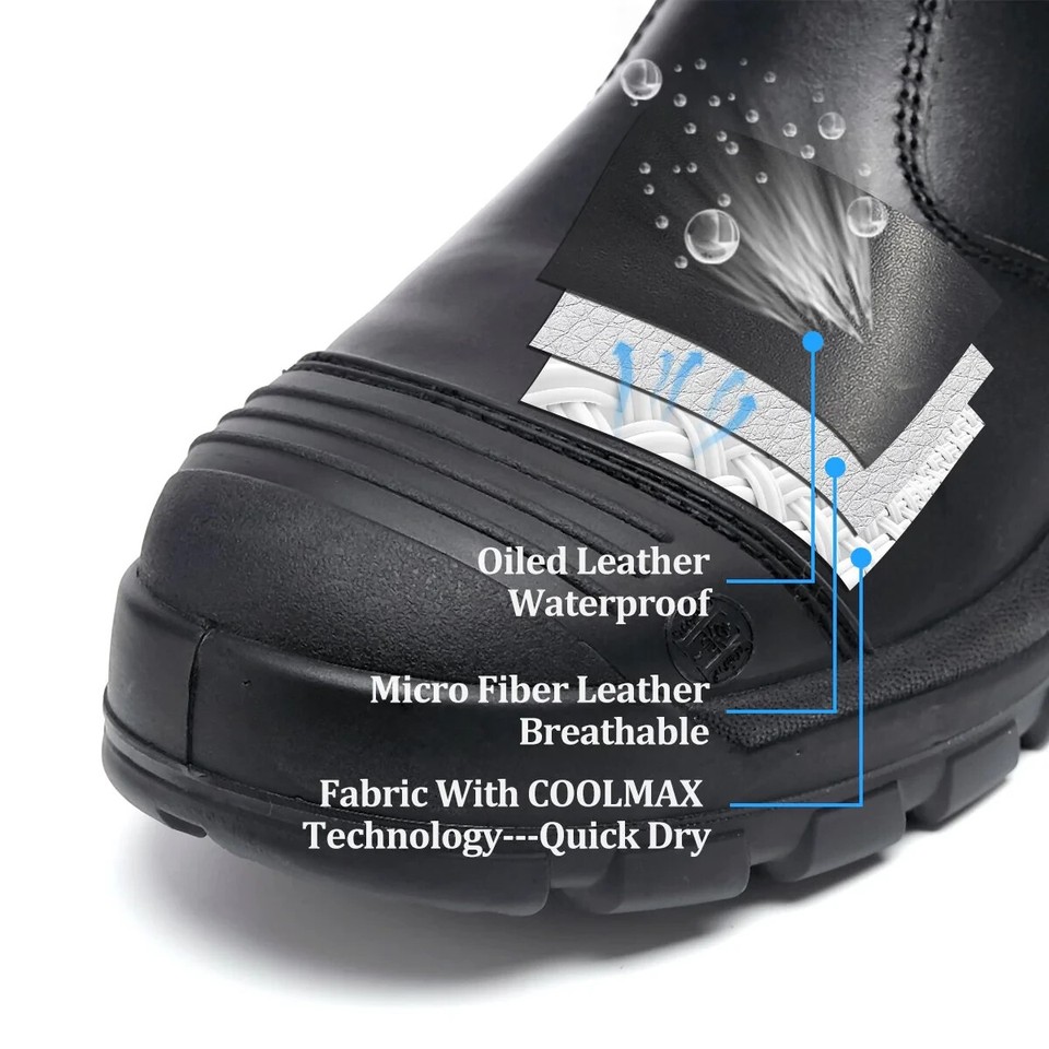 Steel Toe Waterproof Slip Resistant Anti-Static Slip-on Safety Mens ...