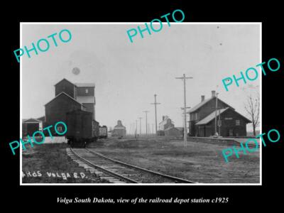 OLD 8x6 HISTORIC PHOTO OF VOLGA SOUTH DAKOTA THE RAILROAD DEPOT c1925 ...