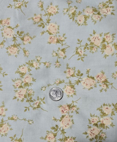 Moda Robyn Pandolph Blue W/Pink Roses "Morning Glory" Cotton Fabric | eBay