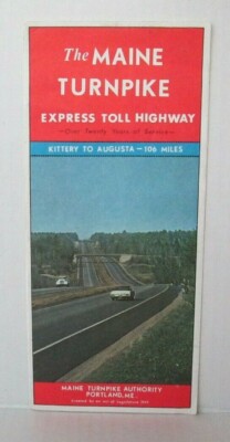 THE MAINE TURNPIKE EXPRESS TOLL HIGHWAY MAP Vintage Travel Brochure ...