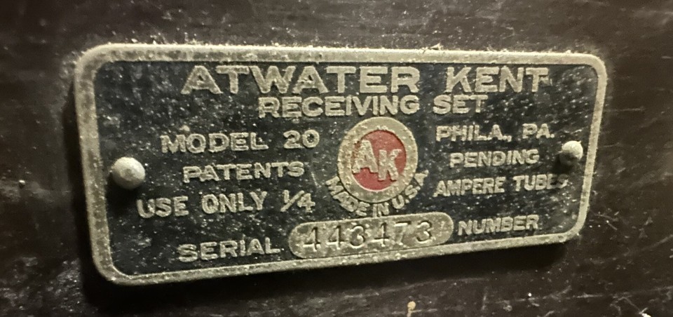 Vintage Atwater Kent Model 20 Receiving Set Tube Radio ForParts or ...