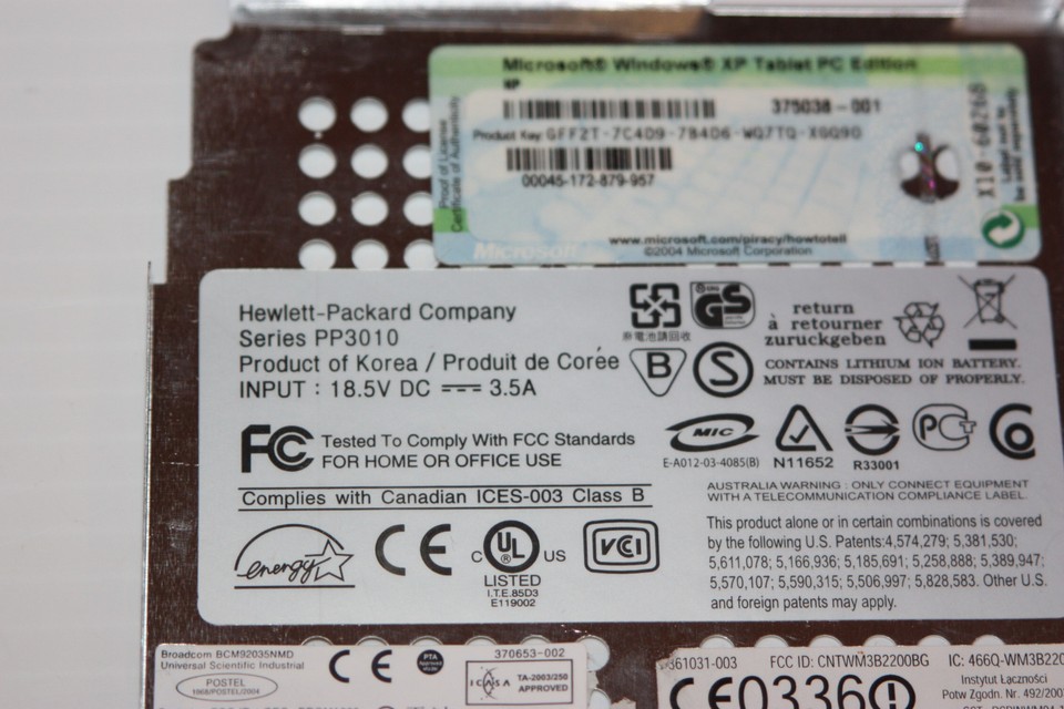 Battery Housing Compartment Bracket PP3010--HP Compaq TC1100 10" Tablet ...