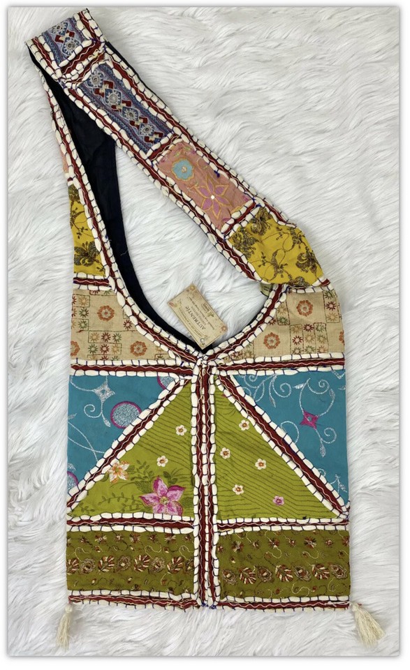 Genuine Vintage Silk Patchwork Embroidered Mirrored Hippie Gypsy Hobo ...